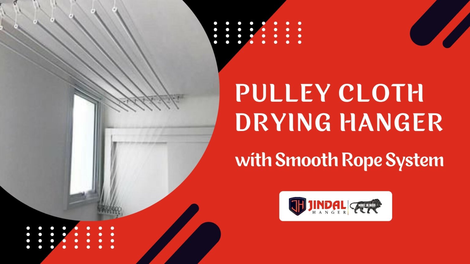 Pulley Cloth Drying Hanger with Smooth Rope System